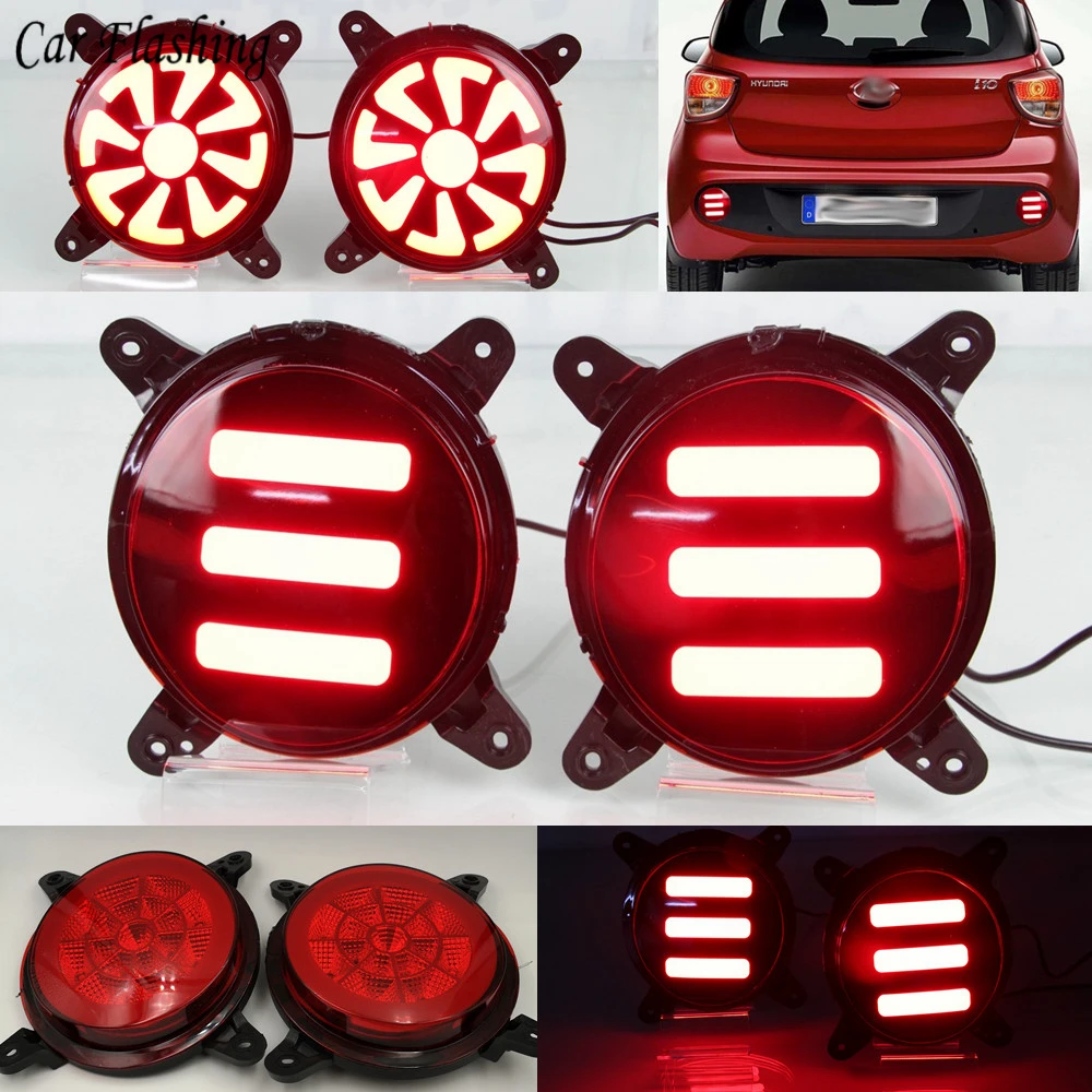 Car Flashing 1 Set Multi function LED Reflector Lamp Rear Fog Lamp Rear Bumper Light Brake Light For Hyundai Grand I10 2017 2018 AliExpress