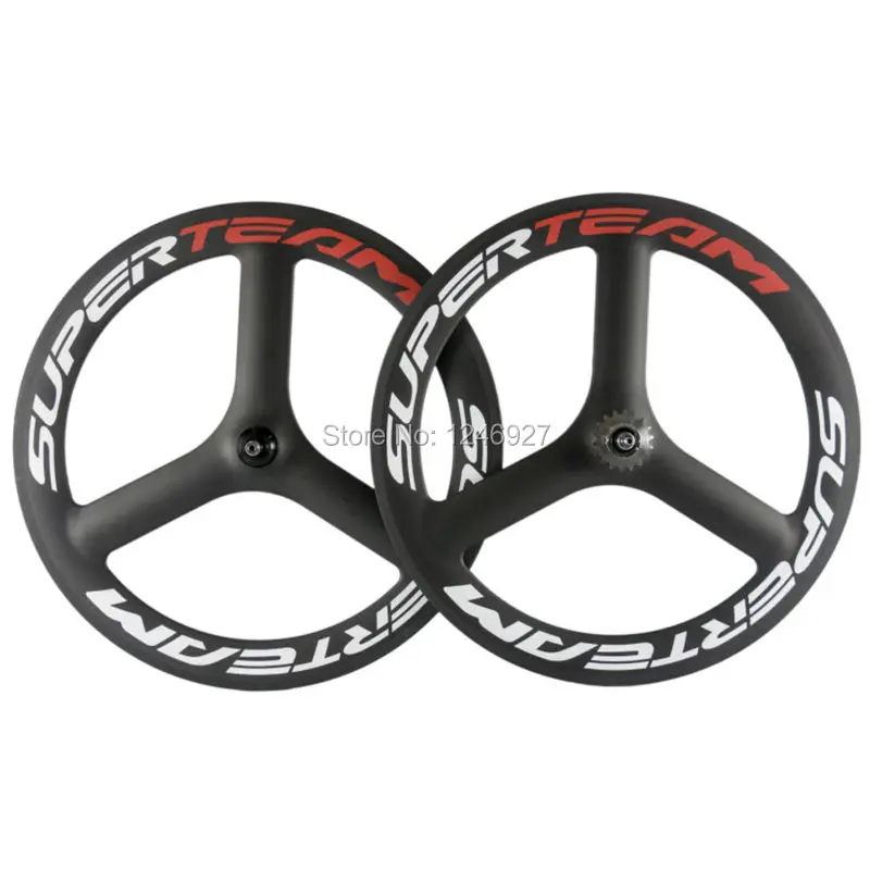 Fixed Gear Bike 65mm Depth 3 Spoke Wheel Carbon Wheelset For Track Bike ...