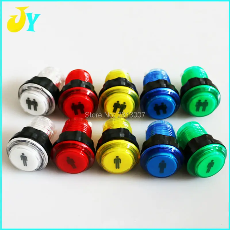 2PCS-12v-LED-Arcade-Start-button-switch-1-2-Player-32mm-Transparent ...