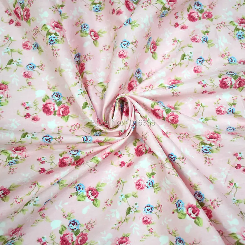160CM-Width-Pink-100-cotton-twill-fabric-small-rose-printed-patchwork ...