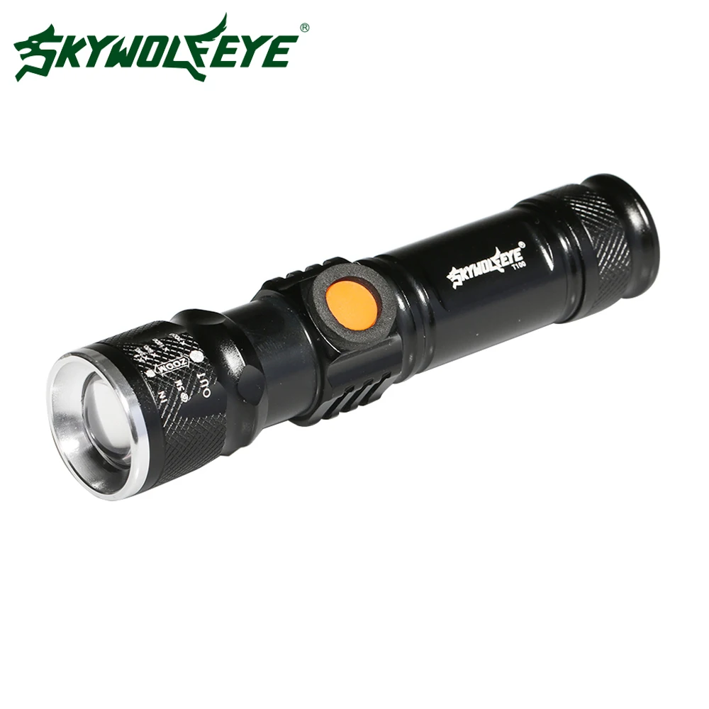 Skywolfeye LED Flashlight CREE T6 Tactical Zoomable 3 Modes Aluminium ...