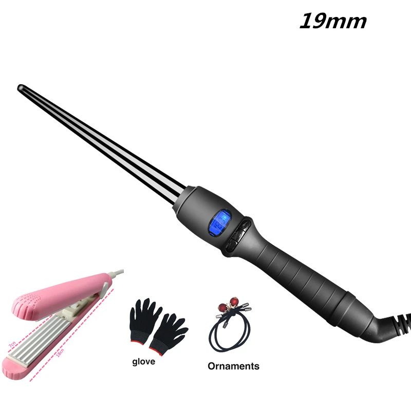 2020 Package Sale Lcd Single Cone Hair Curlers Horn Head Pear Electric ...