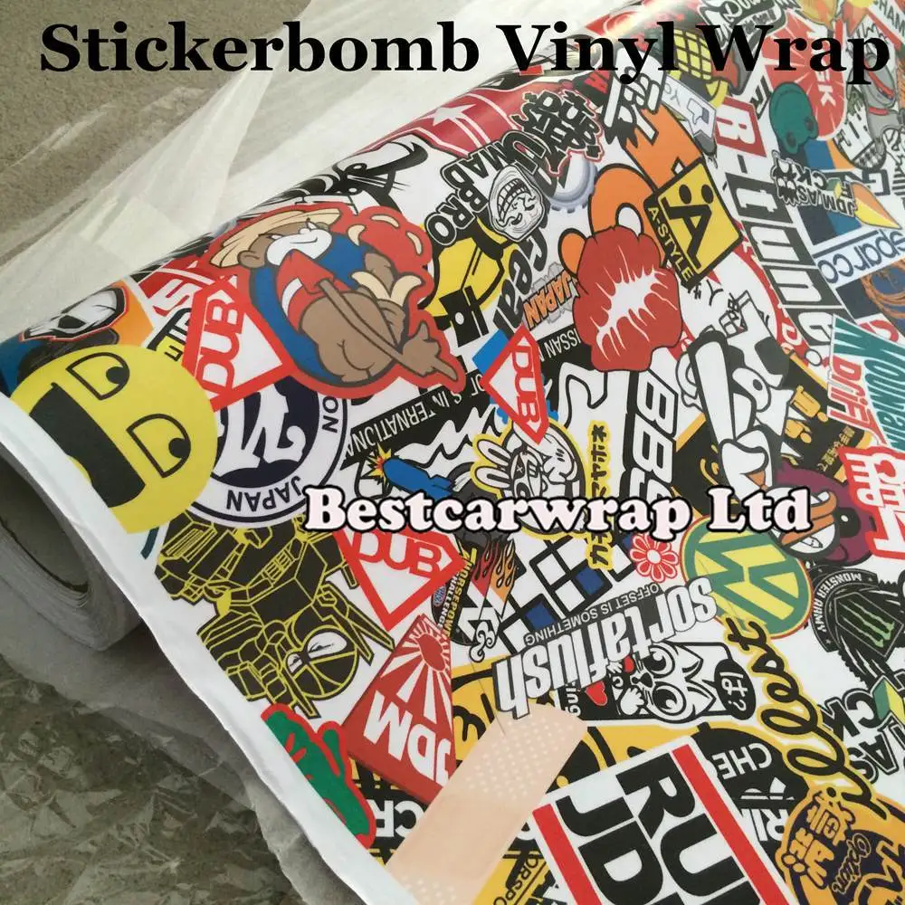 Euro style STICKERBOMB Vinyl WRAP with air release BOMB STICKER For Car ...