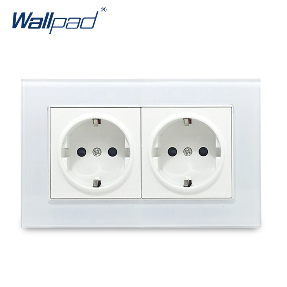 Hot-Sales-Double-EU-Socket-Wallpad-Crystal-Glass-Panel-110V-250V-10A ...