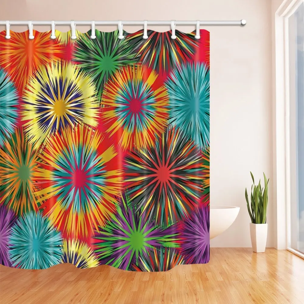 Beautiful Abstract Fireworks Shower Curtains Polyester Fabric