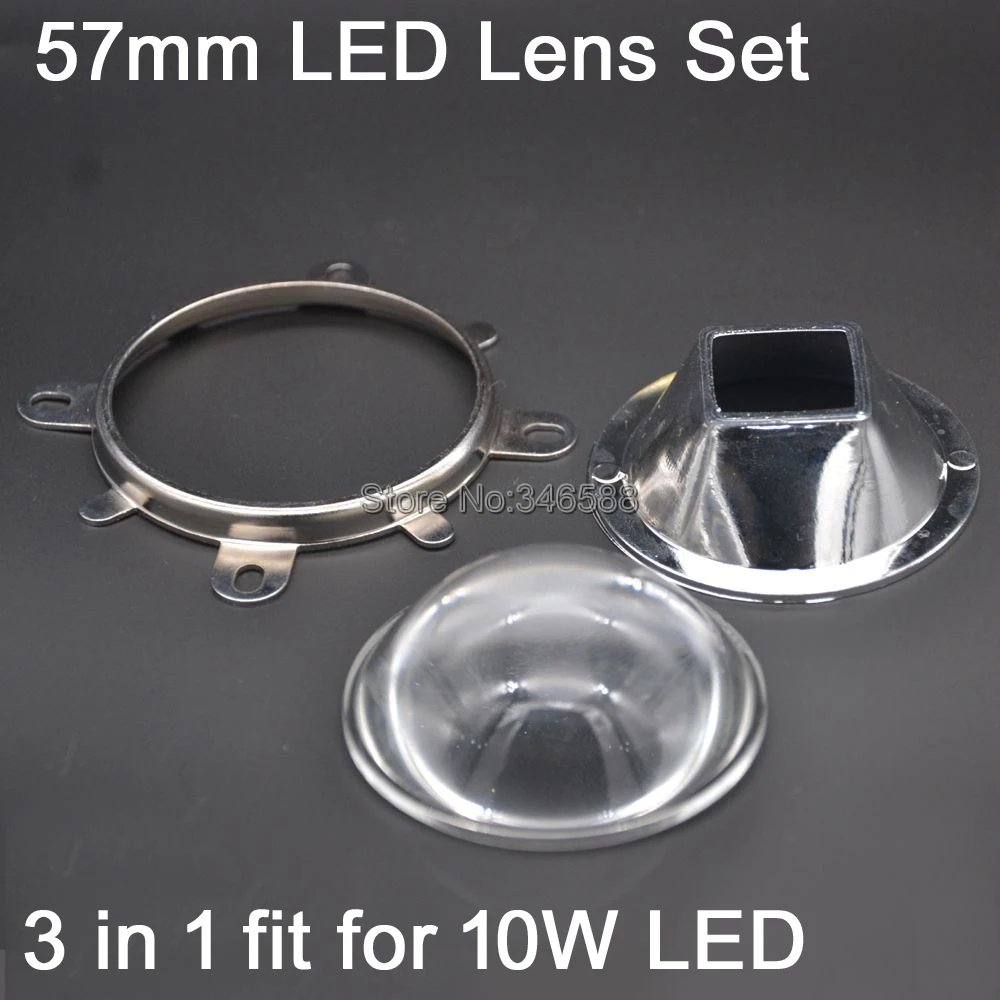 57mm-Round-Optical-Glass-LED-Lens-47mm-Square-Reflector-Cup-60MM-Fixing ...