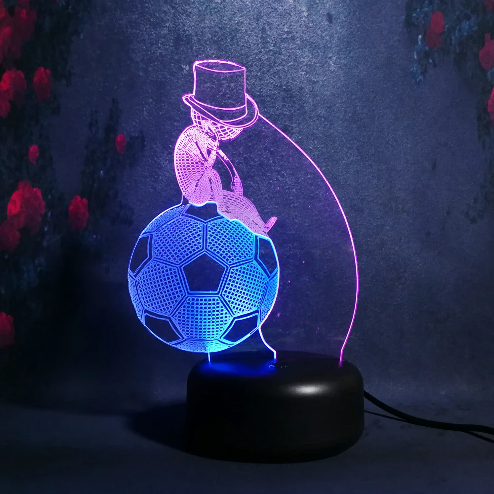 New Xmas Thinking man Football 3D Optical Illusion Soccer LED Art Night ...