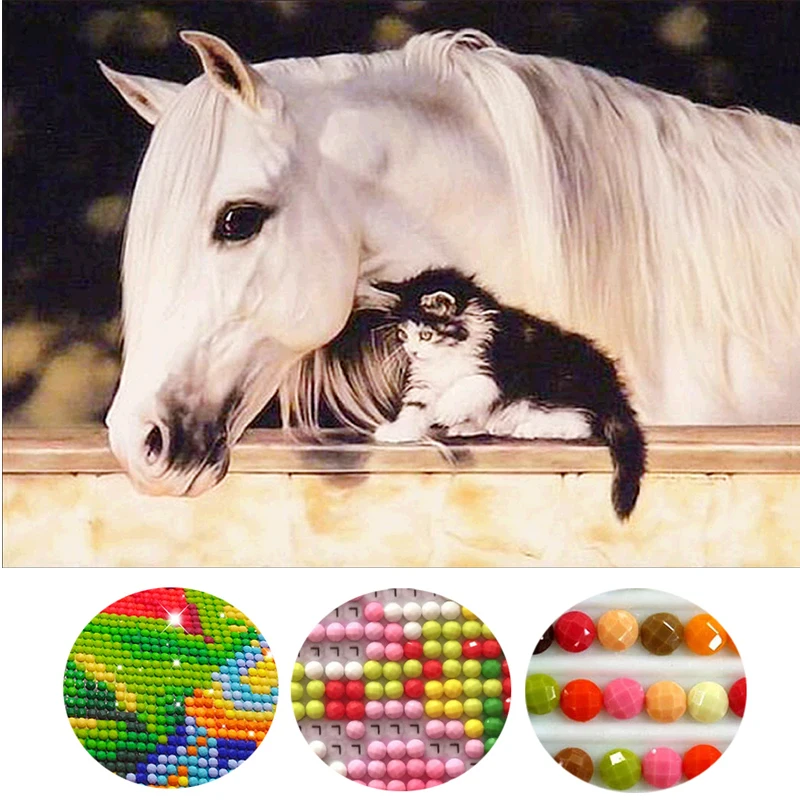 Diamond Embroidery 5D DIY Diamond painting Horse Round diamond cross ...