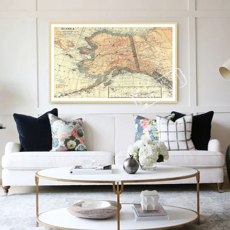 Alaska Topographic Map Of North America Classic Vintage Retro Kraft ...