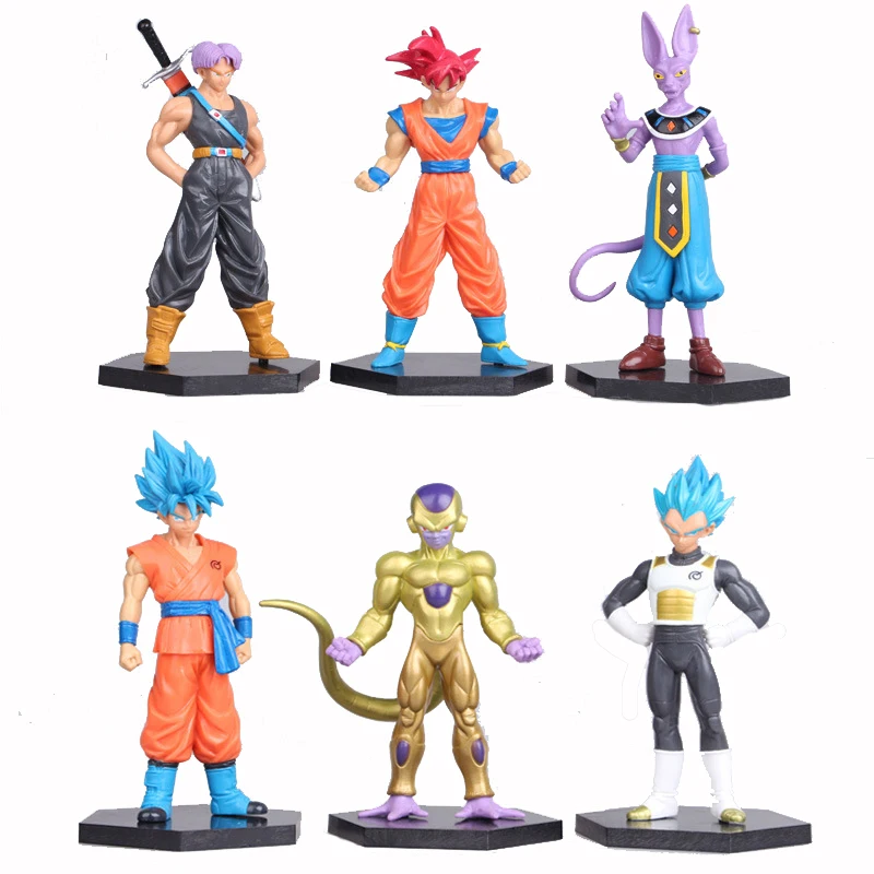6 pcs Anime action figure Dragon ball Beerus Super Saiyan blue Goku Buu ...