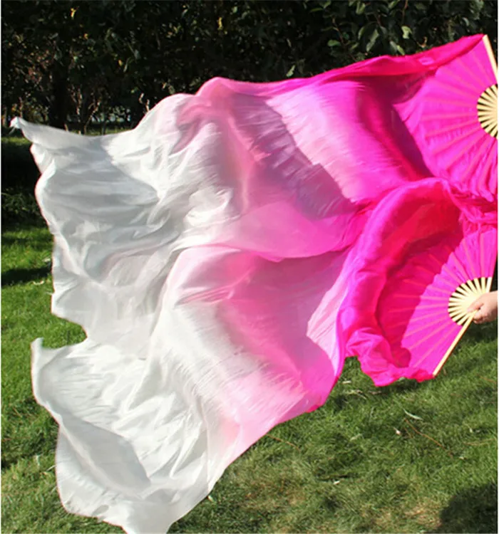 On Sale 1Pair Light Belly Dance Silk Fan Veil Pink Start Assorted Color ...