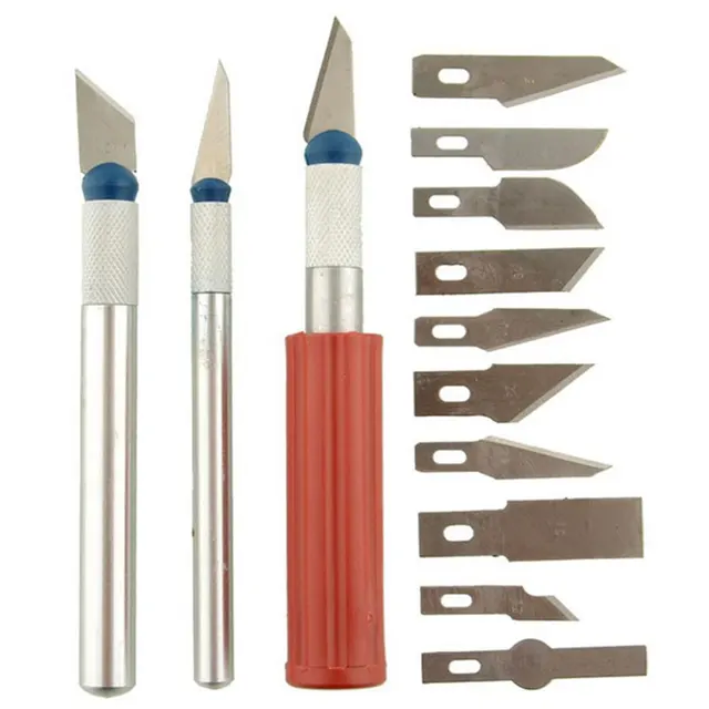 Basic Craft Scalpel Kit – 3 Aluminum Handles with 13 Steel Blades ...