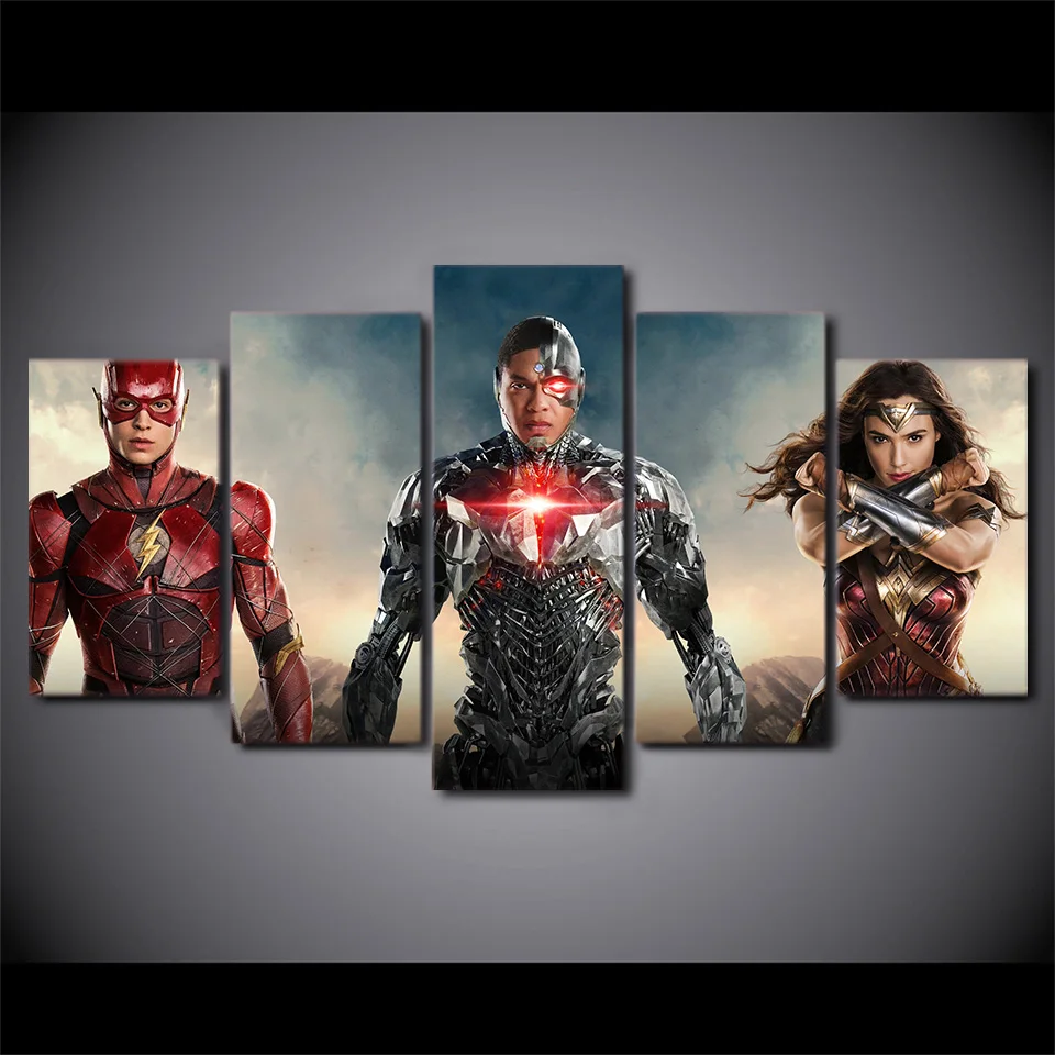 5 Pcs/Set Framed HD Printed Super Hero Flash Batman Movie Canvas Print Poster Asian Modern Art ...