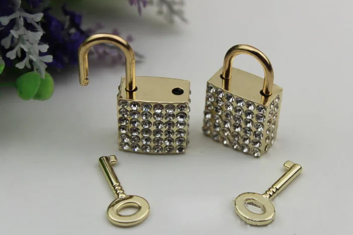 6pcs/lot Pale golden DIY diamond padlock handbags lock luggage locks ...