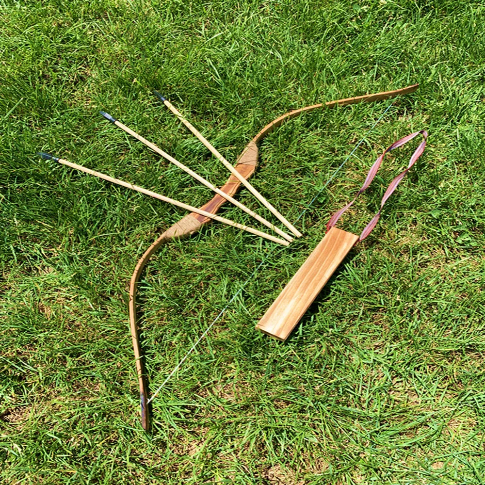 Bamboo Wooden Bow Children Bows And Arrows With 3 Safety Arrow Quiver ...