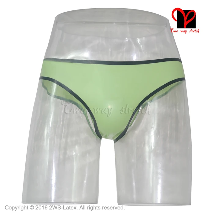 Green And Black Trims Sexy Latex T String Rubber Underwear Gummi Panties Shorts Classic