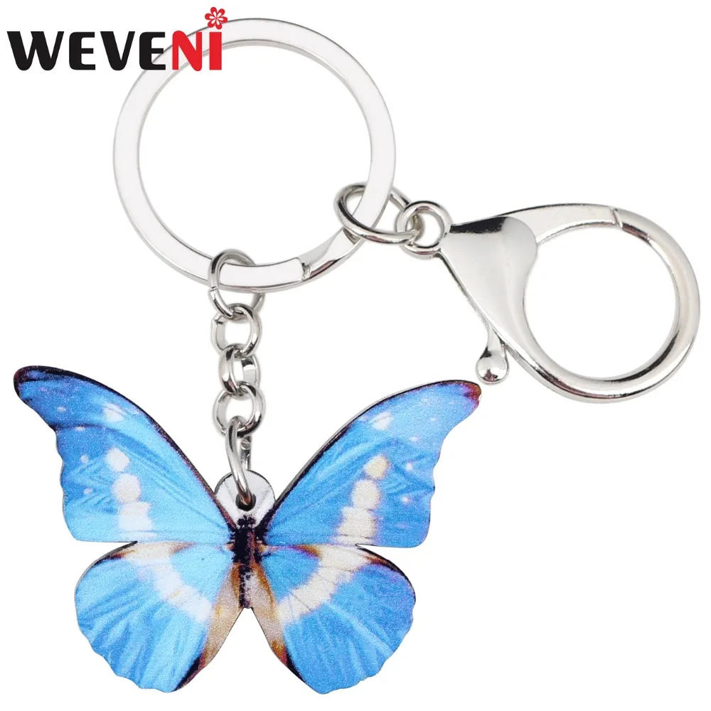 Weveni Acrylic Anime Morpho Helena Butterfly Key Chains Holder For ...