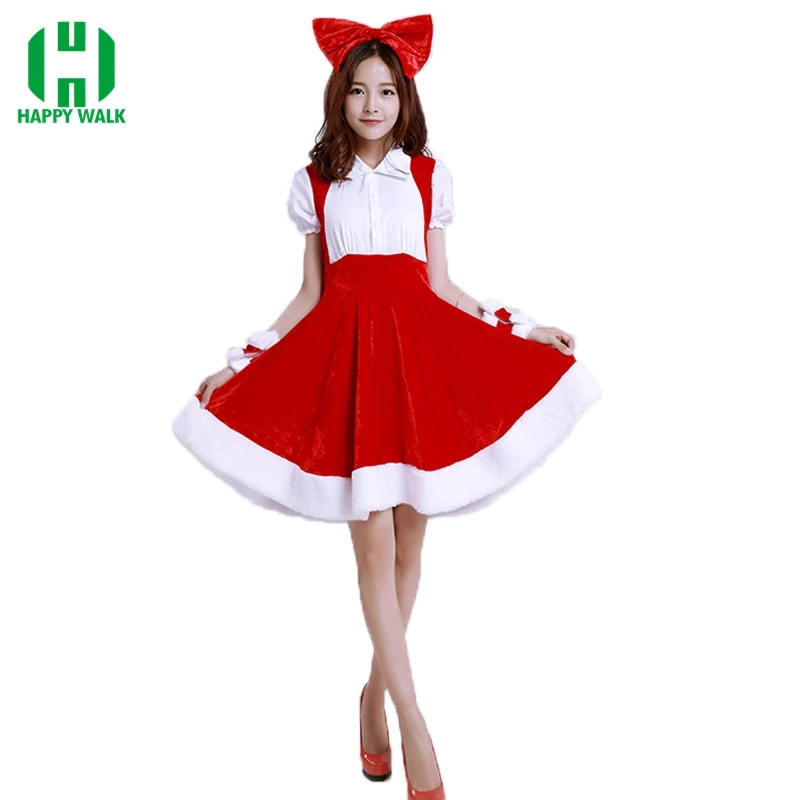 Newest Red Dress 2019 Christmas Costumes Sexy Santa Baby Crystal Velvet ...