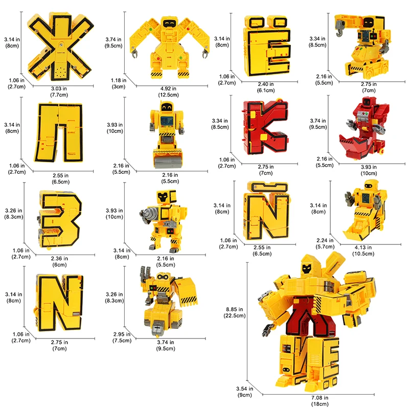 7pcs/set DIY Russian Letter Transformation Robot Model Deformation ...