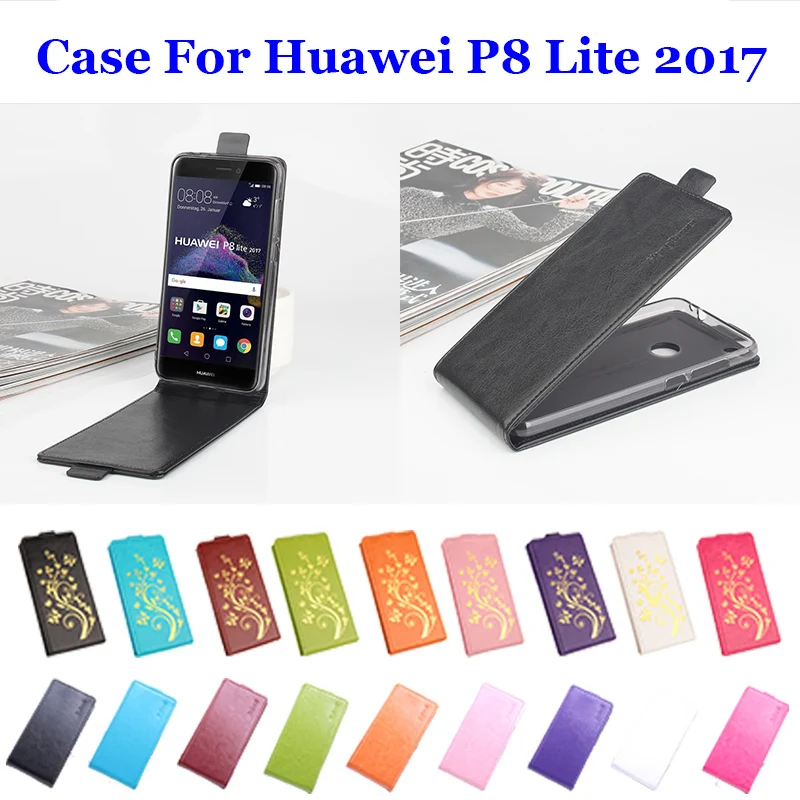 5,2 pulgadas 9 Color oro flores de alta calidad para Huawei P8 Lite 2017 Funda de cuero cubierta ...