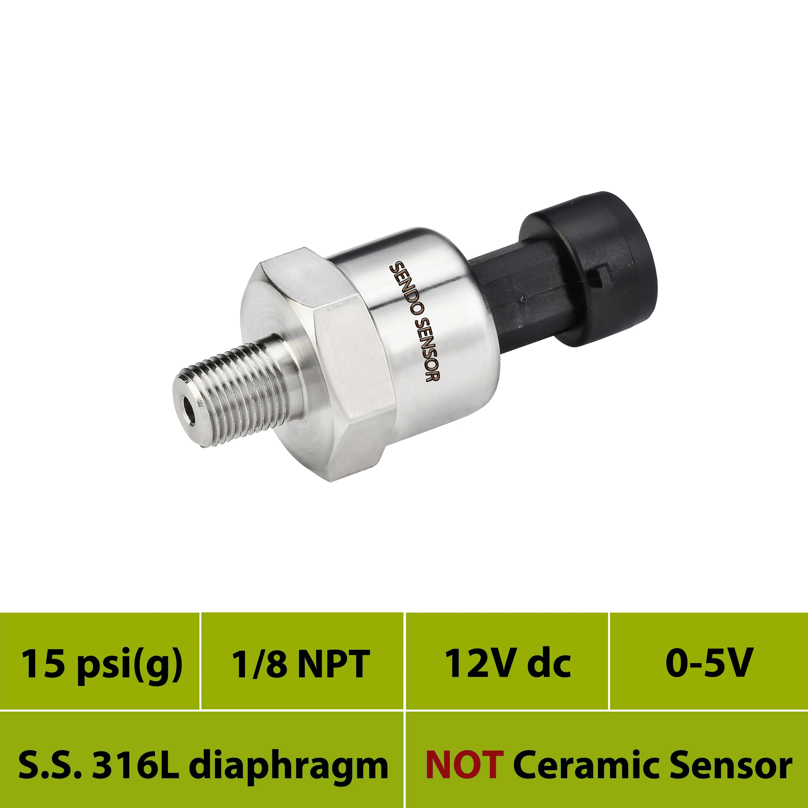 low cost pressure sensor, 0 15psi, 100 kpa gauge, 12V 24V dc, 9 to 30 ...