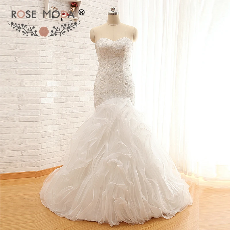Rose Moda Trumpet Wedding Dress Crystal Lace Mermaid Wedding Dresses ...