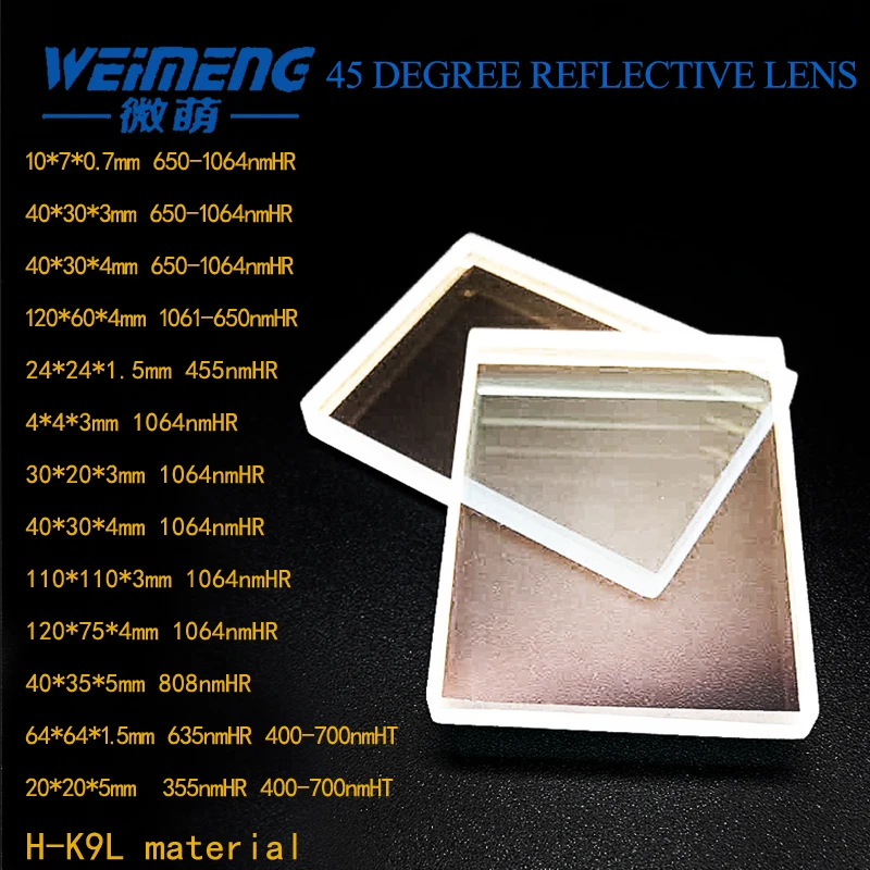 Weimeng lente reflectante láser rectangular, 45 grados, reflector de ...