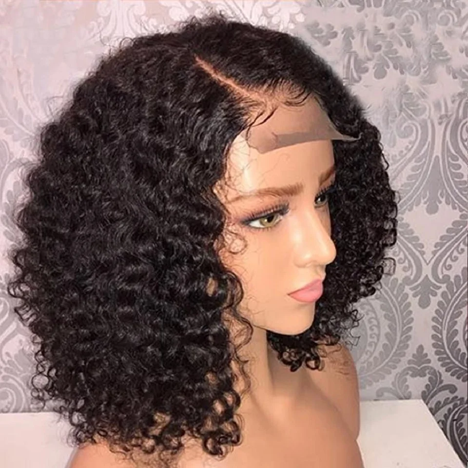 Brazilian Jerry Curl Wig Curly Lace Front Human Hair Wigs Lace Frontal Wig Short Bob Pre Plucked