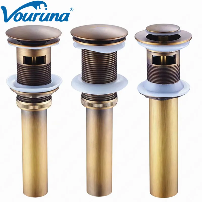 Vintage Solid Brass Bathroom Sink Basin Push Down Pop Up Waste Antique ...