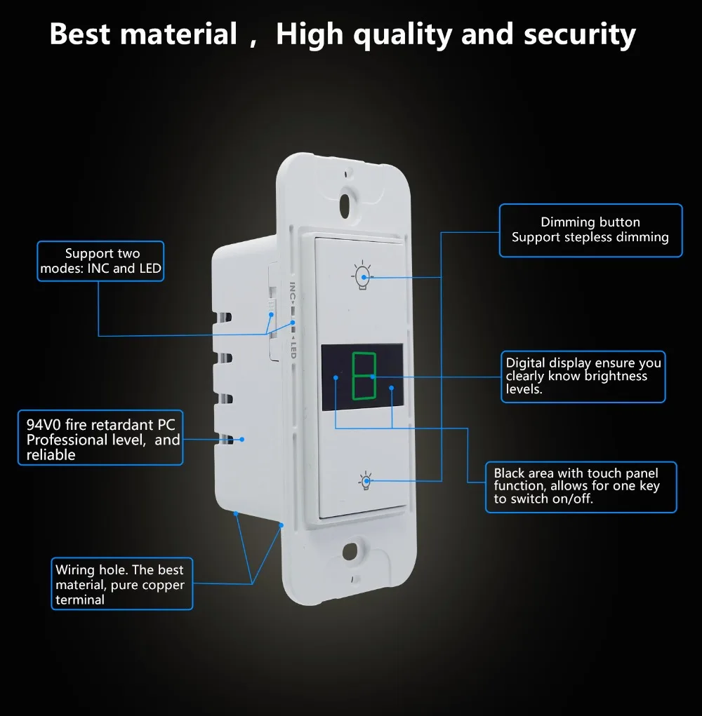 Zemismart WiFi US Dimmer Switch 110V 240V for Light with Display Screen ...