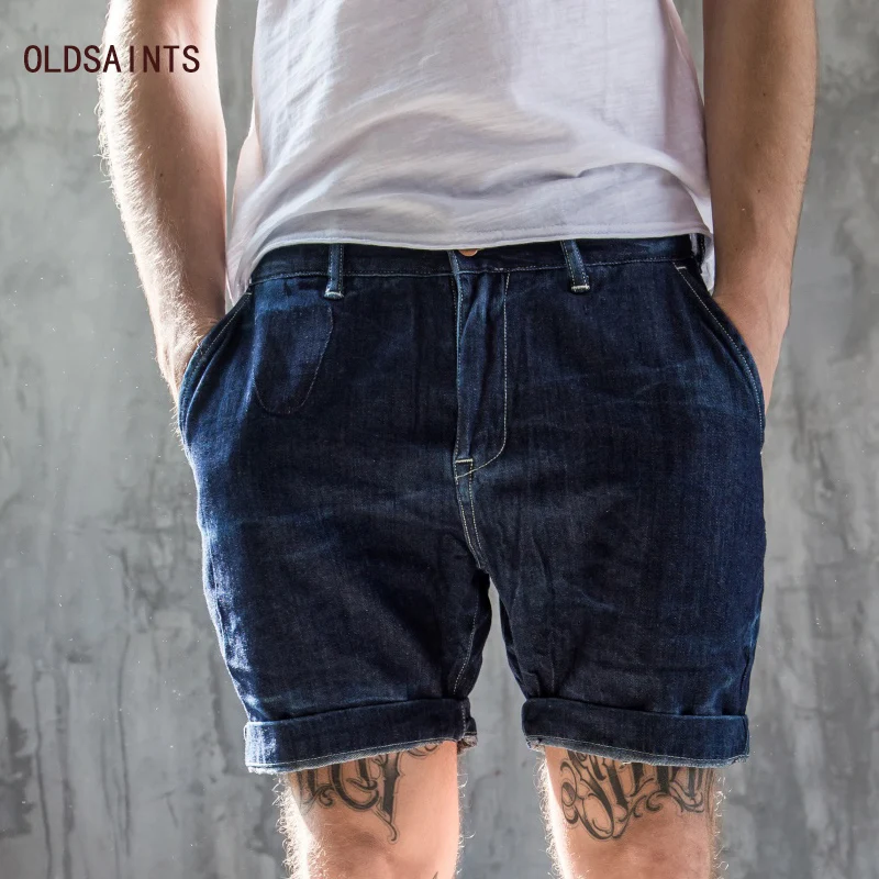Oldsaints 2017 Summer Mens Solid Navy Blue Cowboy Casual Denim Shorts ...