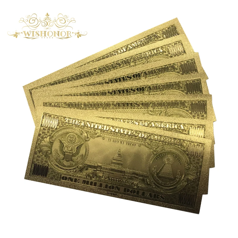 Wishonor Colored Gold Banknote US Dollar Bill Note One Million 24k Gold ...