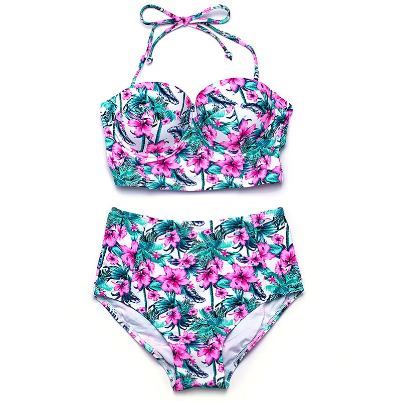 Brazilian Sexy Floral Print High Waist Swimsuit Bikini Push Up Sexy