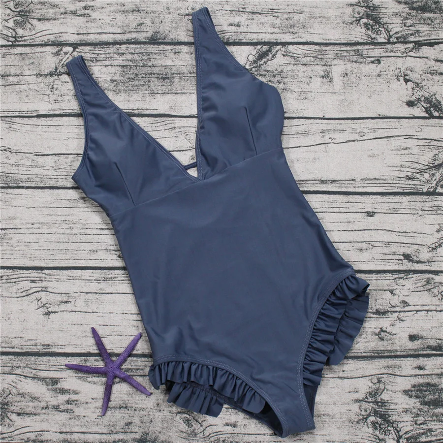 Falbala One Piece Swimsuit Women Bathing Suits Plus Size Swimwear