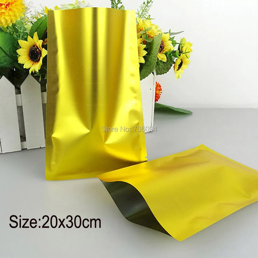 150PCS 20*30cm(7.9''x11.8'')Heat sealing gold plastic bag for tea ...