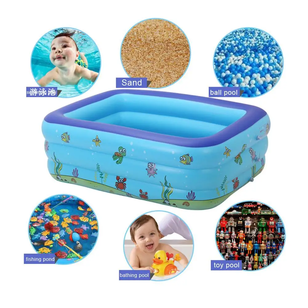 Portable Pools for Kids Inflatable Bathtub Baby Rectangular Swimming ...