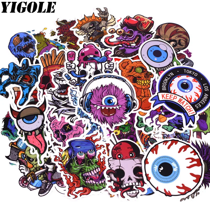 50pcs/pack Classic Horror Graffiti Stickers Kids Toy Funny Sticker for ...