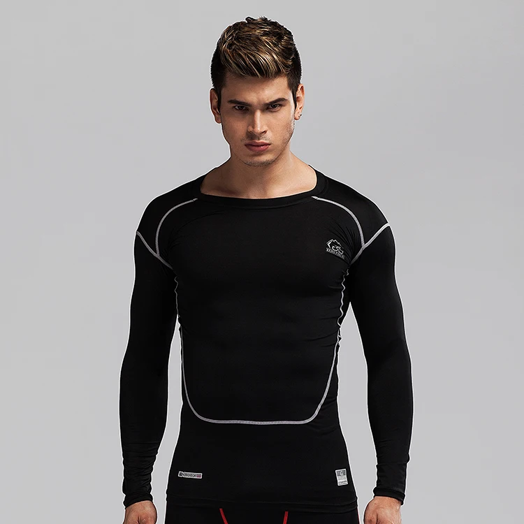 Men Compression Shirt Base Layer Running Fitness Excercise Soccer Gym ...