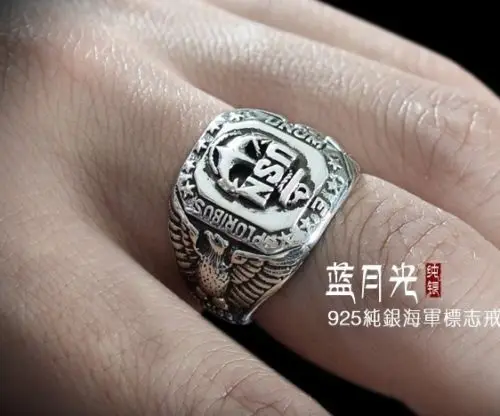US Navy Eagle Ring USN 925 sterling silver in gift box Free shipping ...
