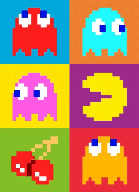 Pacman 8 Bit Game Vintage Video Games Propaganda Poster Retro Canvas ...