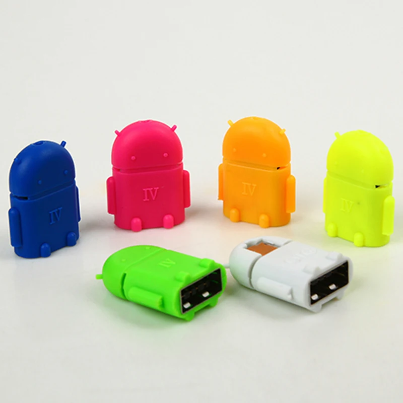10 Pcs New Fashion Andrews Robot Micro USB To USB OTG Adapter For All ...