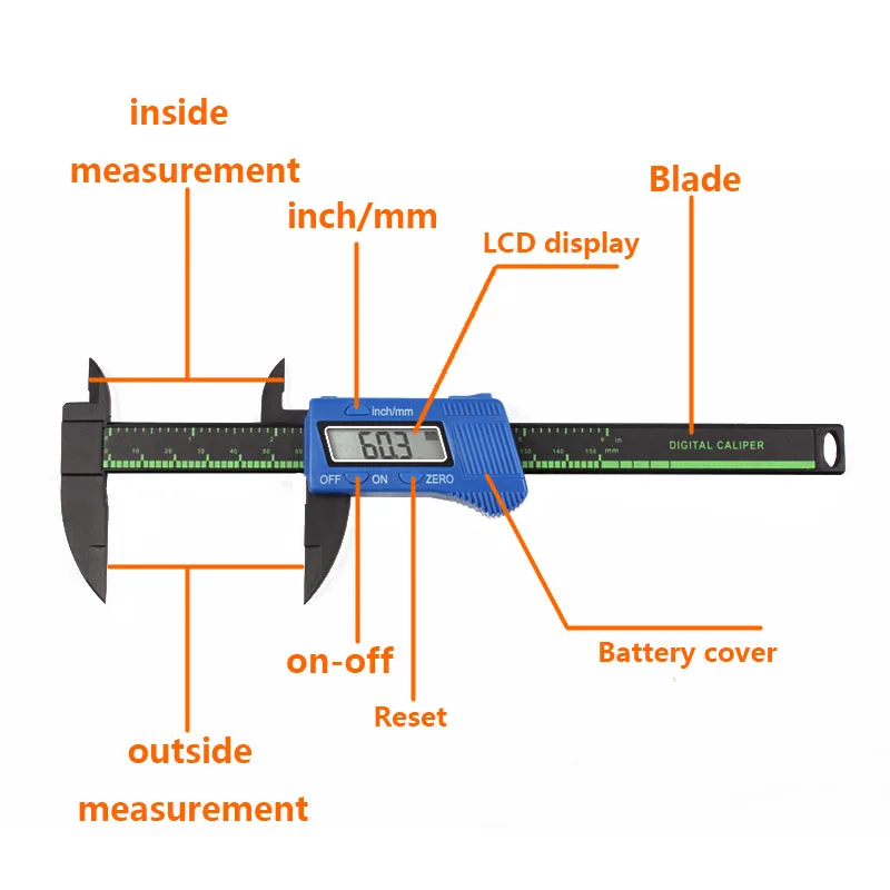 Precision 150mm Vernier Digital Caliper Ruler Micrometer Electronic LCD ...