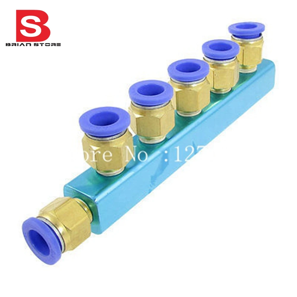 12mm Pneumatic Air Hose Piping 6 Way One Touch Fitting Quick Coupling ...