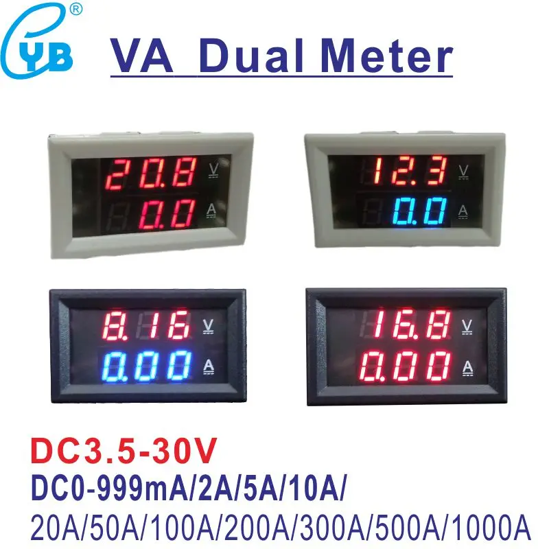 Yb27va Led Digital Voltmeter Ammeter Dc 3.5-30v 10a Amp Volt Panel ...