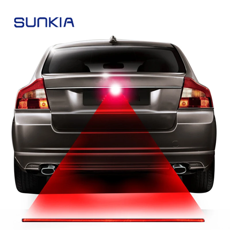Red Line Anti Collision Rear-end Laser Tail Fog Light Car Brake Parking ...
