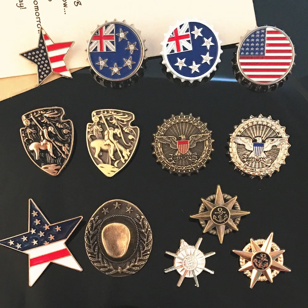 5pcs-set-British-retro-Eagle-Knight-Metal-Star-Beer-Cap-Badge-with-Pin ...