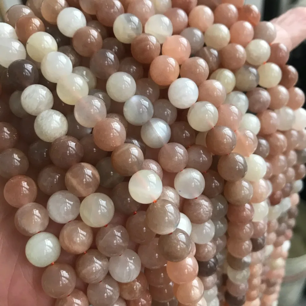 Round Natural Moonstone And Sunstone Beads Mix Loose Stone Beads For ...