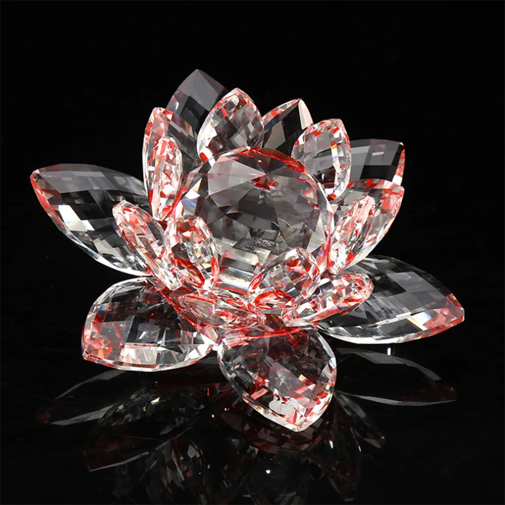 Crystal-Glass-Lotus-Flower-Feng-shui-Paperweight-100mm-Colorful-Crystal ...