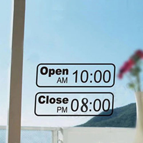 Free Shipping Shop Open Close Time Sign Decor Mural Art Vinyl Wall ...