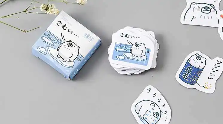 White bear decorative sticker(1pack=45pieces)|sticker stationary ...